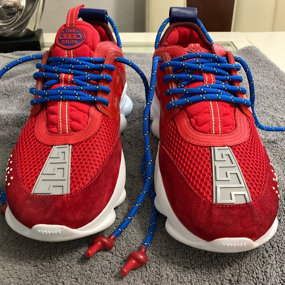 Versace Chain Reaction Sneakers- Red - Gem